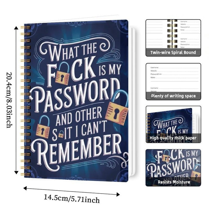 Funny Password Notebook - Spiral Bound with Lock Icons & Funny Security ...