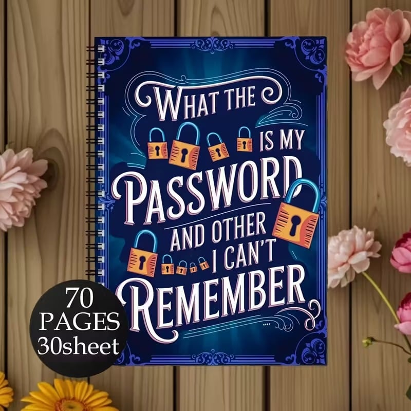Funny Password Notebook - Spiral Bound with Lock Icons & Funny Security ...